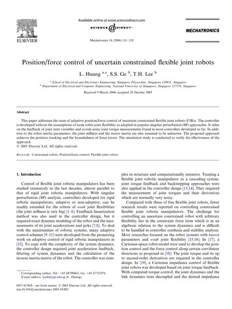pdf position force control of uncertain constrained flexible joint robots
