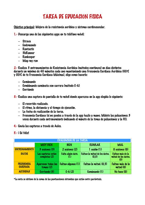 Tarea Ef Bach Tarea De Educaci N F Sica Objetivo Principal Mejora