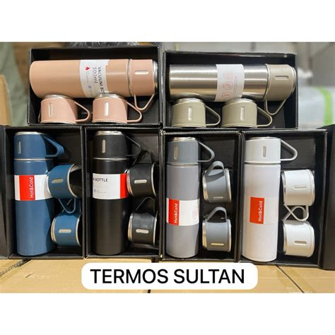 Jual Termos Sultan Vacuum Flask Set Botol Minum Cangkir Premium 500