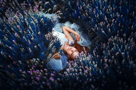 Wallpaper Women Outdoors Model Fantasy Art Flowers Closed Eyes