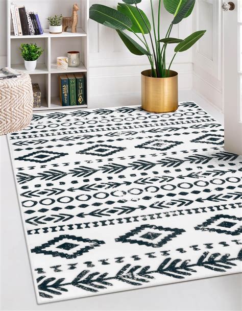 Amazon Lahome Bohemian Moroccan Area Rugs 5x7 Washable White Black