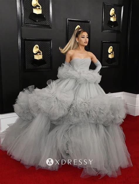 Ariana Grande Gray Tulle Ball Gown 2020 Grammys Xdressy