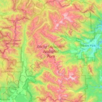 Rocky Mountain National Park Topographic Map Elevation Terrain