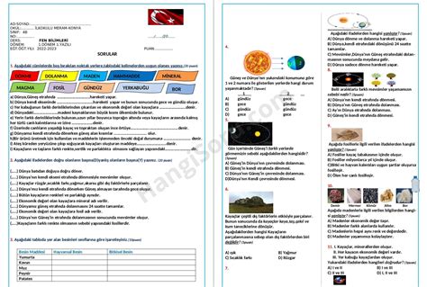 4 Sınıf Fen Bilimleri 1 Dönem 1 Yazılı Sınavı 2022 2023 Yeni HangiSoru