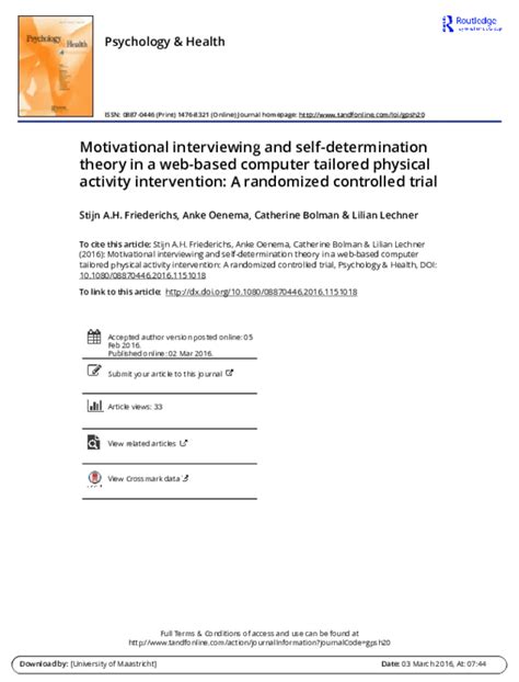 pdf motivational interviewing and self determination theory in a web based computer tailored