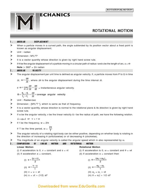 rotational motion iit jee pdf rotation around a fixed axis torque
