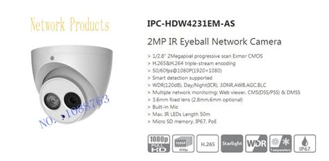 DAHUA IP Camera CCTV 2MP IR Eyeball Network Camera With POE IP67