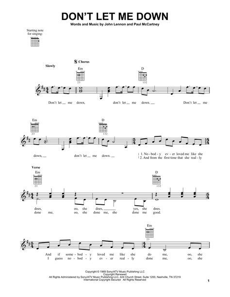Don T Let Me Down Sheet Music The Beatles Easy Guitar