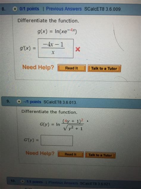 solved differentiate the function g x ln xe 4x g x