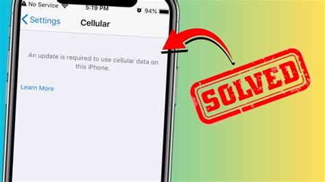 An Update Is Required To Use Cellular Data On This IPhone IOS 17