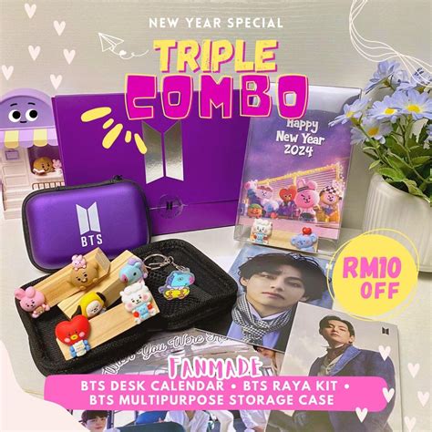 Bts Kpop Merch Calendar Sampul Duit Raya Purple Case Money