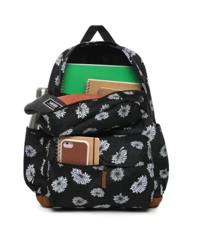 Plecak W Kwiaty VANS REALM PLUS Czarny Stokrotki Modny 27L