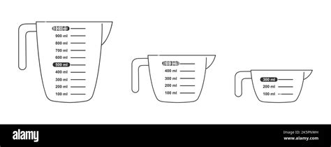 Set Of Measuring Cups With 1 Liter 500 And 300 Ml Volume Liquid