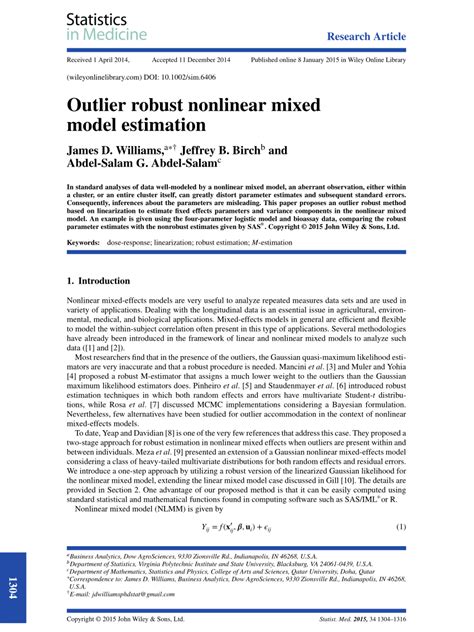 pdf outlier robust nonlinear mixed model estimation