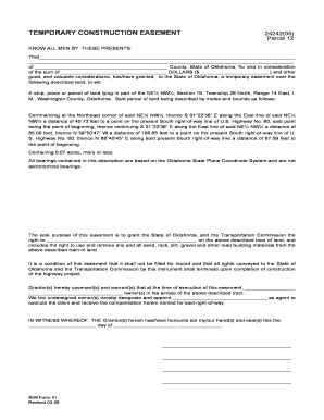 Fillable Online TEMPORARY CONSTRUCTION EASEMENT Oklahoma Fax