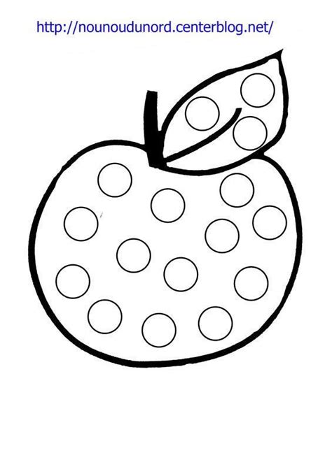 Coloriage à gommettes la pomme dessiné par nounoudunord