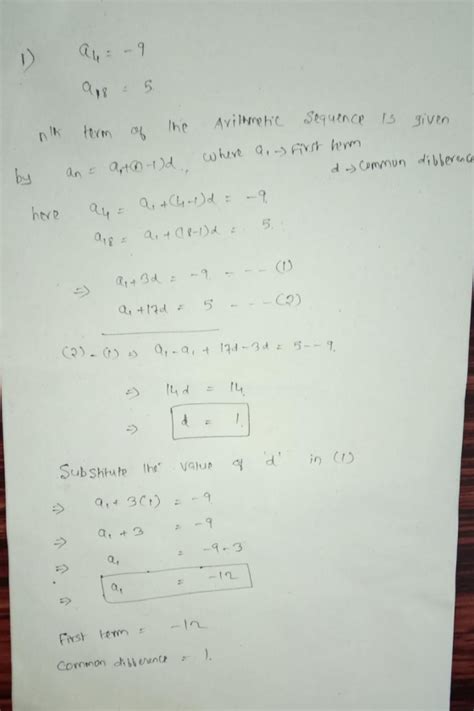find the first term and the common difference of the arithmetic sequence with a4 9