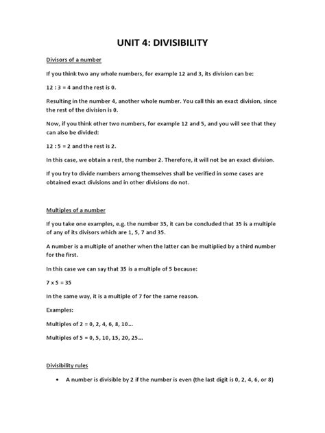 unit 4 divisibility pdf abstract algebra arithmetic