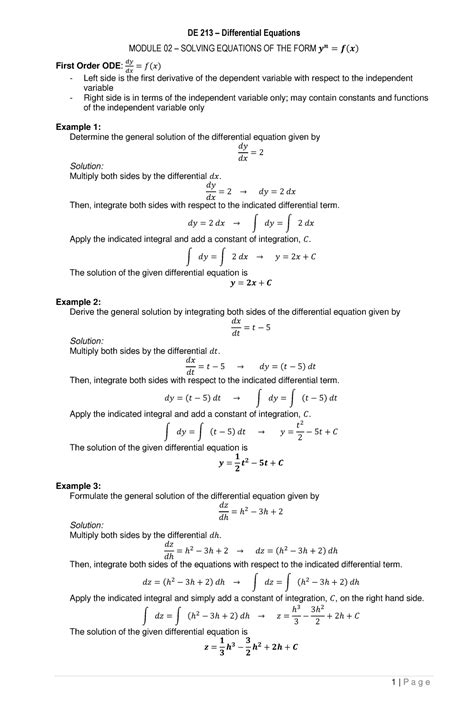 module 02 solving differential equations of the form y n f x module 02 solving