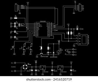 Technical Schematic Diagram Electronic Device Vector Stock Vector