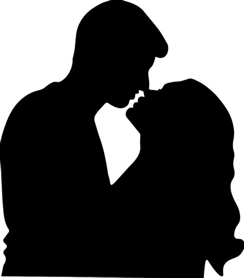 parejas de siluetas en blanco y negro amantes beso día de San