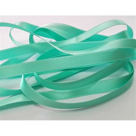 Ruban Satin Luxe Largeur 10 Mm Double Face Coloris Vert D Eau Longueur
