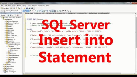 SQL Insert Into Statement YouTube