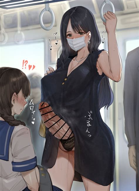 mesisinja original highres 2girls bar censor black hair black panties breasts brown