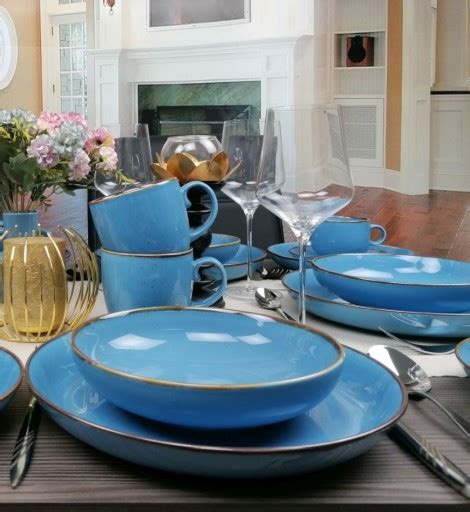 Bogucice Rustic Blue Serwis Zestaw Obiadowy El Niebieski Okr G Y