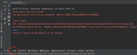 Android Installation Error INSTALL PARSE FAILED MANIFEST MALFORMED