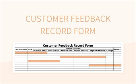 Customer Feedback Record Form Excel Template And Google Sheets File For