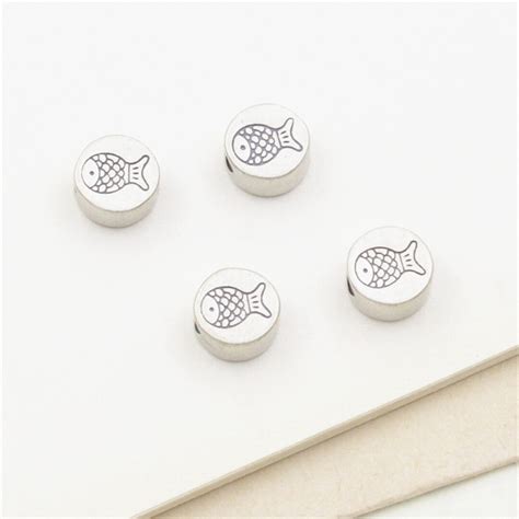 925 Sterling Silver Round Spacer Beads Fish Carved Hole Beads Etsy