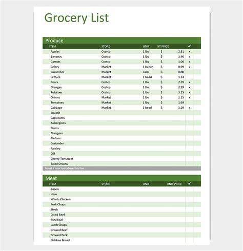 Excel Template For Grocery List NBKomputer