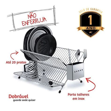 Escorredor De Lou As Dobr Vel Em X Porta Talheres Inox Passerini