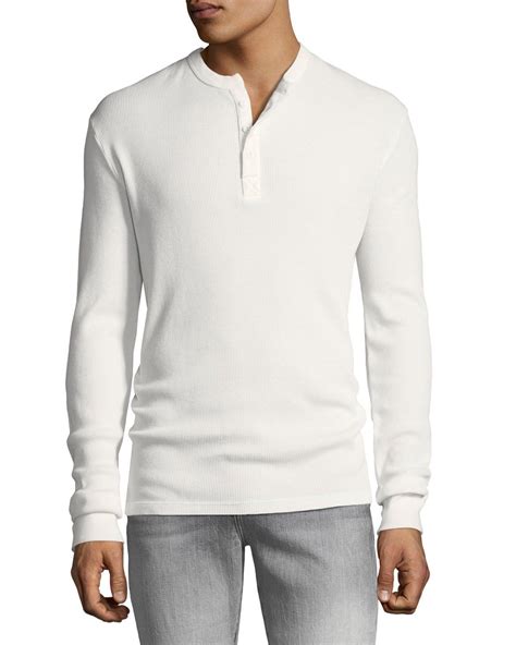 Frame Slim Fit Long Sleeve Waffle Knit Henley In Off White ModeSens