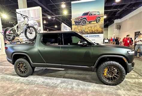 SEMA 2022 Matte Dark Sage Green Rivian R1T Build By Doetsch Off Road