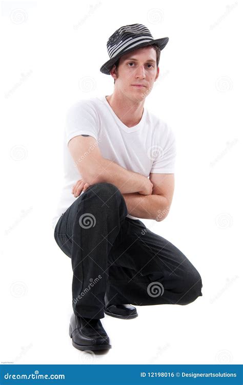 Attractive Man Kneeling Down Royalty Free Stock Image Image