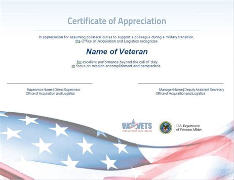 Free Printable Certificates Of Appreciation For Veterans FREE