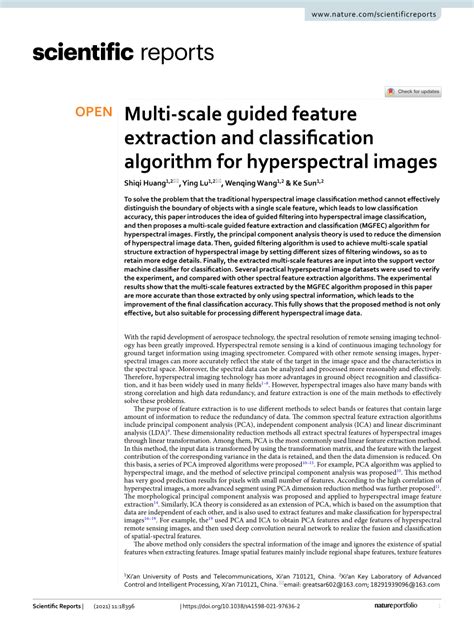 pdf multi scale guided feature extraction and classification algorithm for hyperspectral images