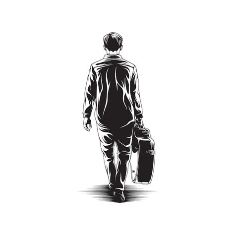 Premium Vector Man Walk With Guitar View Back