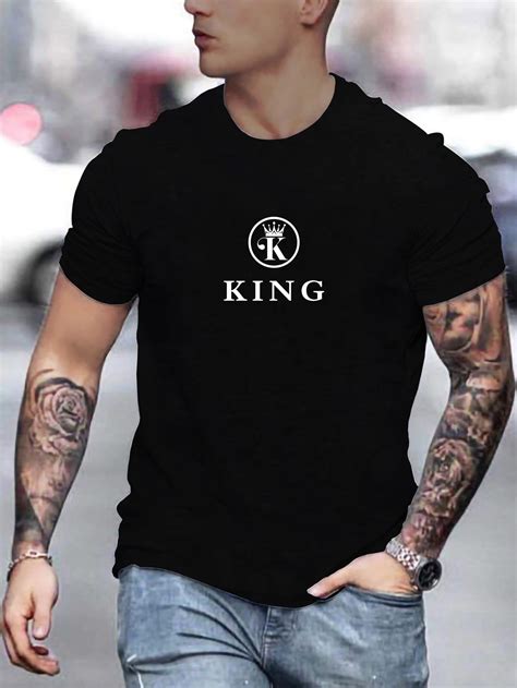Manfinity Homme Hombres Camiseta Con Estampado De Letra De Cuello