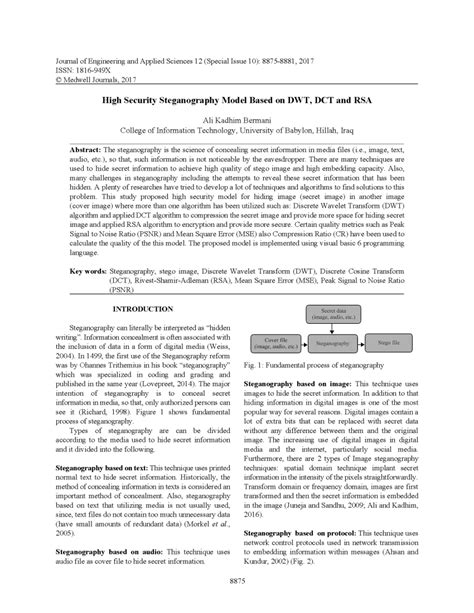 pdf high security steganography model based on dwt dct and rsa