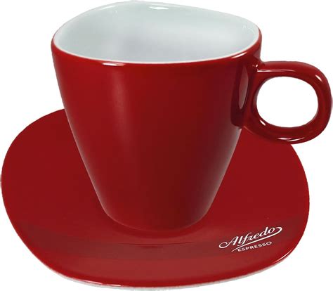 CAPPUCCINO TASSE inkl Untertasse in rot von Alfredo 6 Stück Amazon