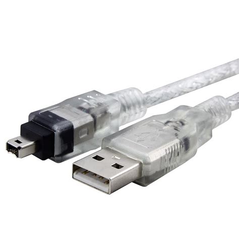 INSTEN 6 Foot Translucent USB To IEEE 1394 4 Pin FireWire Cable Free