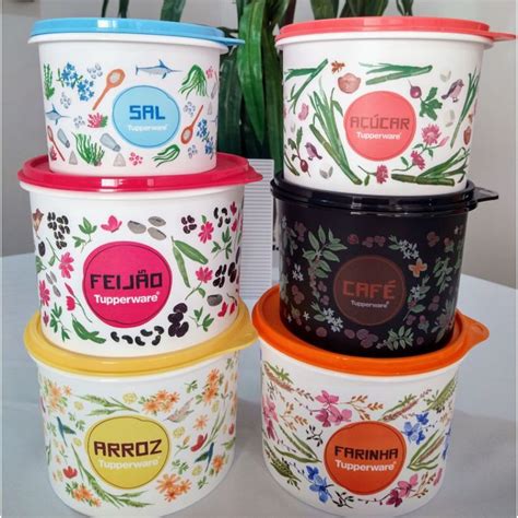 Kit Mantimentos Floral Pe As Tupperware Shopee Brasil
