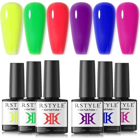Vernis Semi Permanent Fluo6 PCS Gel Vernis à ongles Néon Fluo Semi
