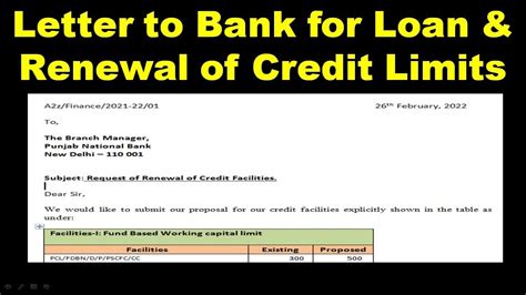 Letter To Bank For Loan Renewal Of Credit Limits How To Write A