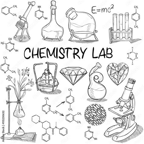 Chemistry Lab Sketch Set Stock Vector Adobe Stock