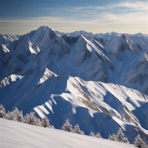 Premium Ai Image Snowy Mountains