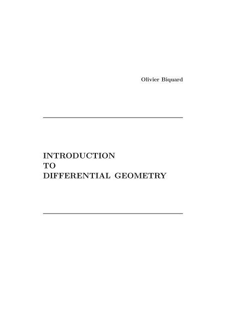 introduction to differential geometry